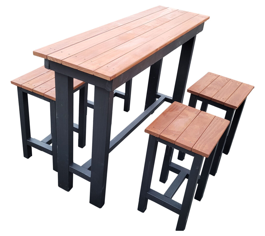 Stylish Outdoor Bar Leaner & Stools Set - Made to Order