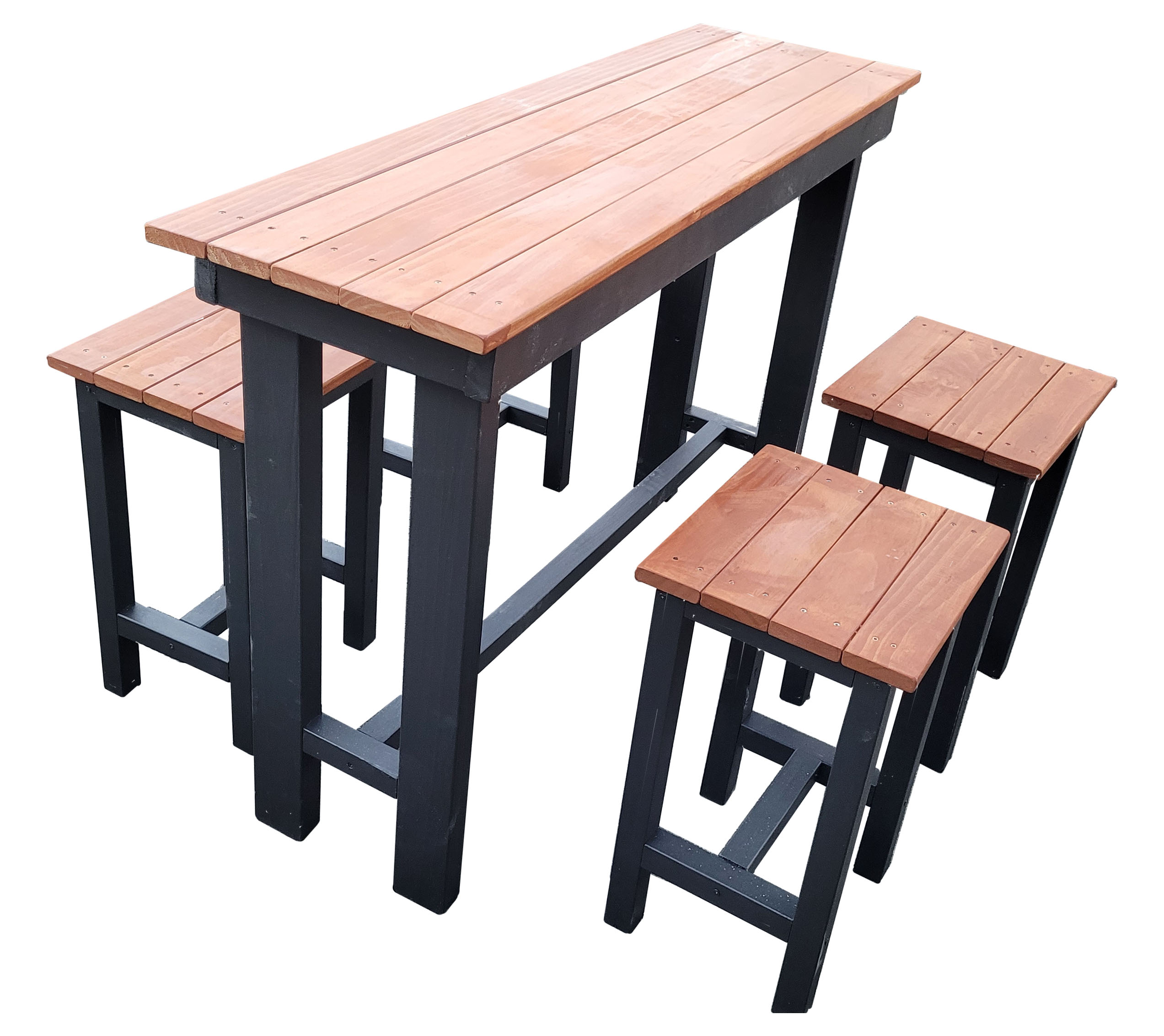 Stylish Outdoor Bar Leaner & Stools Set - Made to Order
